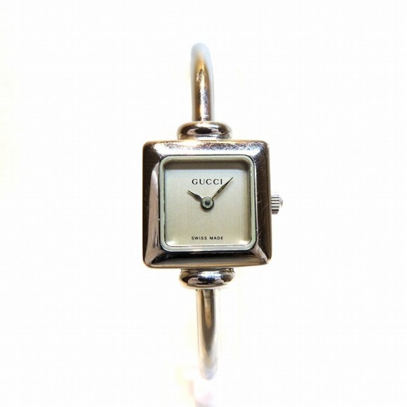 Gucci | Accessories | Gucci Gucci 90l Quartz Silver Dial Square Bangle ...